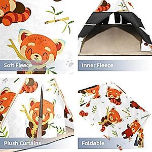 RATGDN Small Pet Hideout Cute Bear Eating Bamboo Hamster House Guinea Pig Playhouse for Dwarf Rabbits Hedgehogs Chinchillas