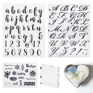 Coitak 4 PCS Alphabet Cake Stamp Tools, Alphabet Letter Fondant Stamps for Cookie Biscuit Cake Decorating, Cookie Stamp Impress