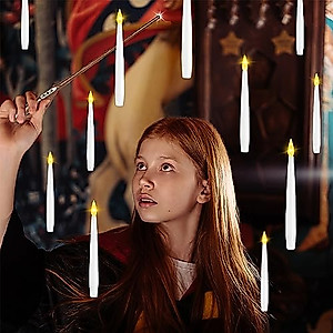 LUSHARBOR Floating Candles with Wand Remote, 20pcs Flameless Candles with Timer, 6.1" Magic Flickering Taper Candles LED Electric Battery Operated Candles for Christmas Halloween Party