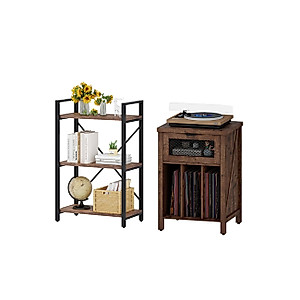 BON AUGURE 3 Tier Bookshelf and Record Stand