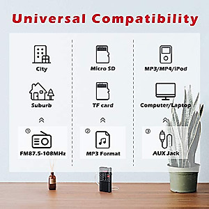 Mini Pocket FM Walkman Radio Portable Battery Radio with Recorder, Lock Key, SD Card Player, Rechargeable Battery Operated, by PRUNUS(NO AM)