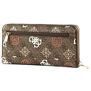 GUESS Eliette Large Zip Around Wallet, Latte Logo Multi