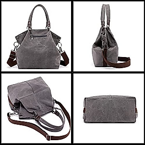 Eamom canvas tote bag for women hobo crossbody bags shoulder purses and handbags large capacity travel bag (Gray)