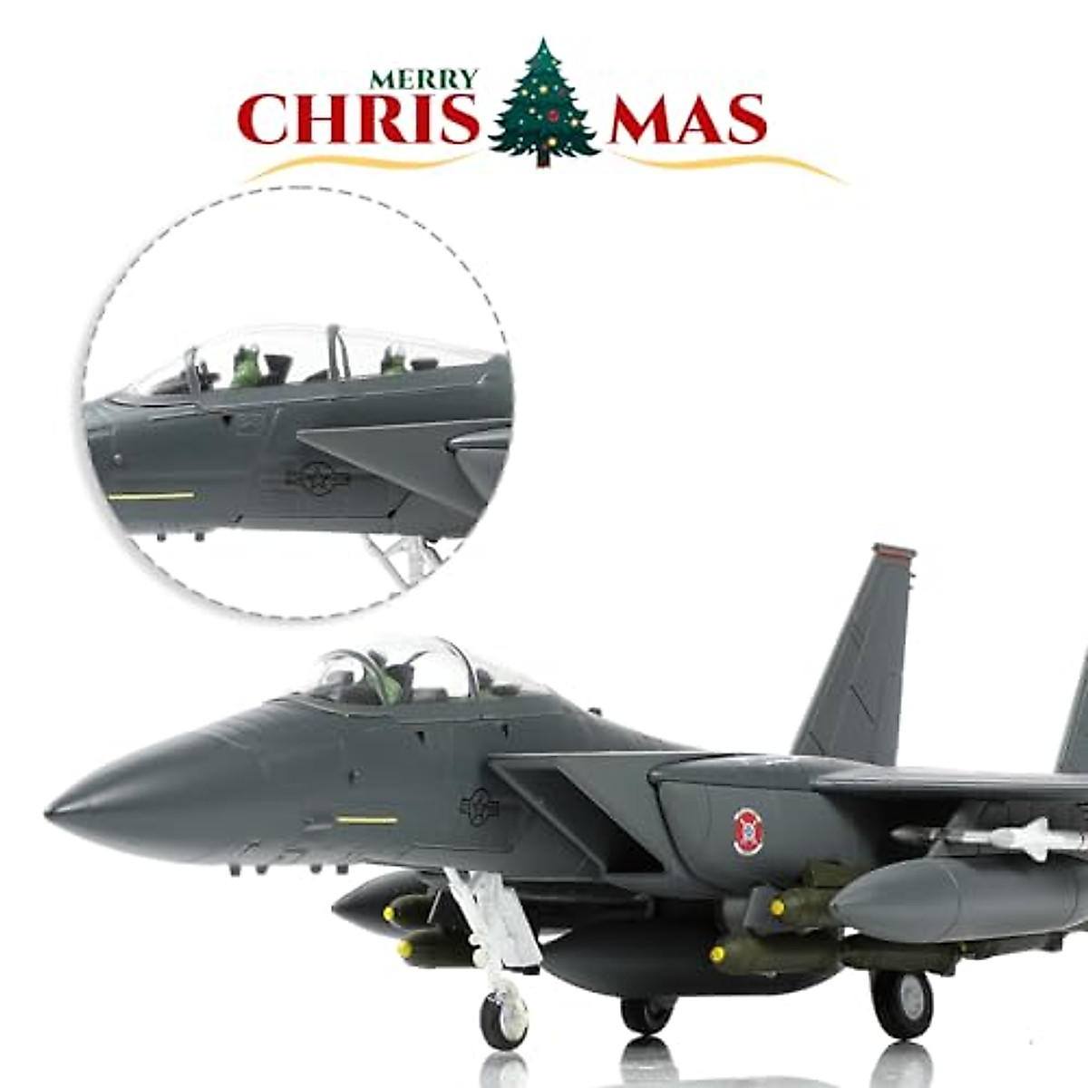 NUOTIE Classic American Eagle F-15E Twin-Engine Fighter Pre-Build Model Kits 1:100 Aircraft Alloy Diecast Airplane Military Display Model Aircraft for Collection or Gift