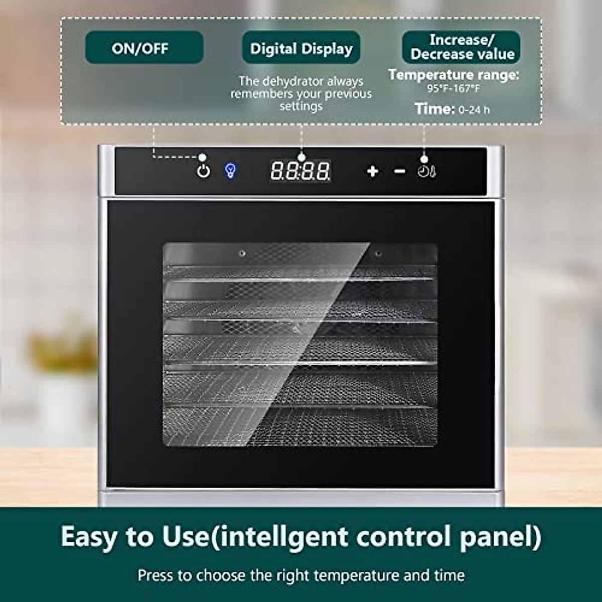 COMKERI Food Dehydrator 6 Trays for Food Jerky, Fruit, Meat, Dog Treats, Herbs, Flower Tea, Vegetables, Durable Food-grade Stainless Steel Dehydrator Machine with 110V/700W