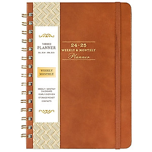 2023 Planner - Weekly & Monthly Planner 2023 from January - December 2023, 6.3" x 8.4", Monthly Tabs, Smooth Faux Leather & Flexible Hardcover with Twin-wire Binding, Brown, Perfect Life Assistant