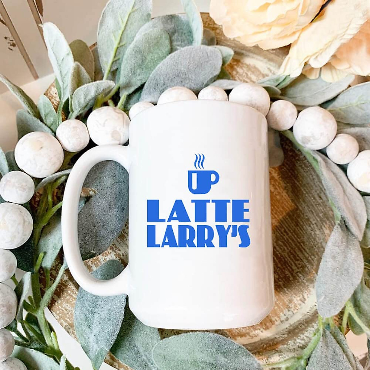 Latte Larry's Coffee Shop Coffee Mug - Funny Cute Graphic Ceramic Coffee Mug Coffee Mugs Tea Cup Fun Novelty Gift 15 oz