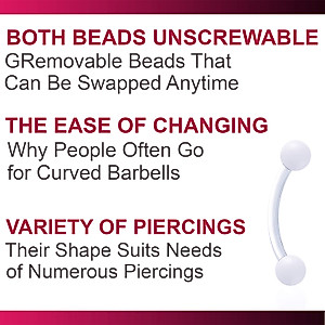 bodyjewellery 16g 16 gauge 3/8 10mm acrylic eyebrow lip ear tragus rings curved curve barbell straight bar white lot AIKG Piercing 4Pcs