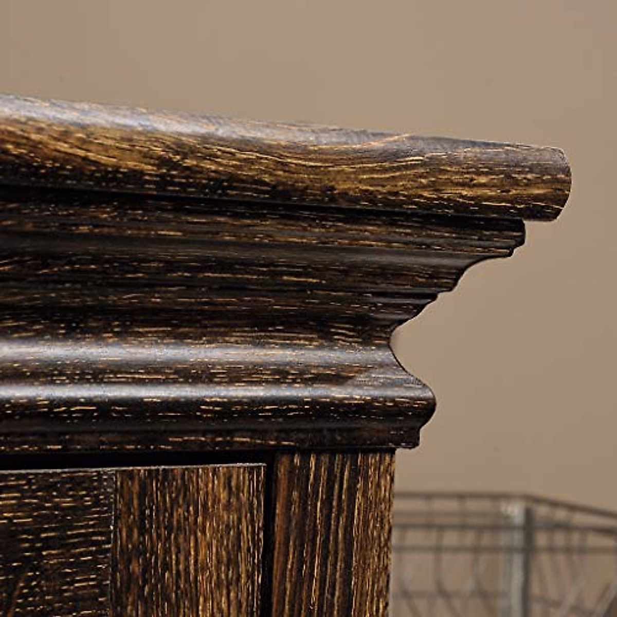 Sauder Barrister Lane Storage Credenza, for TVs up to 70", Iron Oak finish