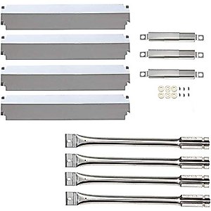Htanch SN3321 (4-Pack) SA5591(4-Pack) 16" Heat Plates and Burner Replacement for Charbroil 463248108, 463260207, 463260707, 463261107, 463261607, 463268008, 463268606, 463268706, 466248108, 466268008