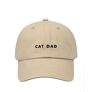 Hatphile 6 Panel Embroidery Dad Hat Baseball Cap Cat Mom Cat Dad (Cat Dad Khaki Cap)