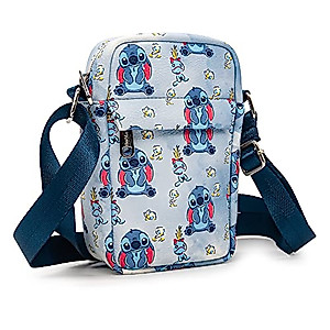Disney Bag, Cross Body, Lilo and Stitch, Stitch Scrump and Ducks Collage, Blue, Vegan Leather