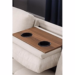 Devion Furniture Polyester Fabric Sectional Sofa with Lift-top Storage Ottoman, Tufted Design, in Beige Finish