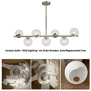 KCO Lighting Modern 7-Light Brushed Nickel Metal Large Chandelier Nordic Clear Glass Globe Farmhouse Pendant Light Silver Minimalist Adjustable Kitchen Island Hanging Ceiling Lights
