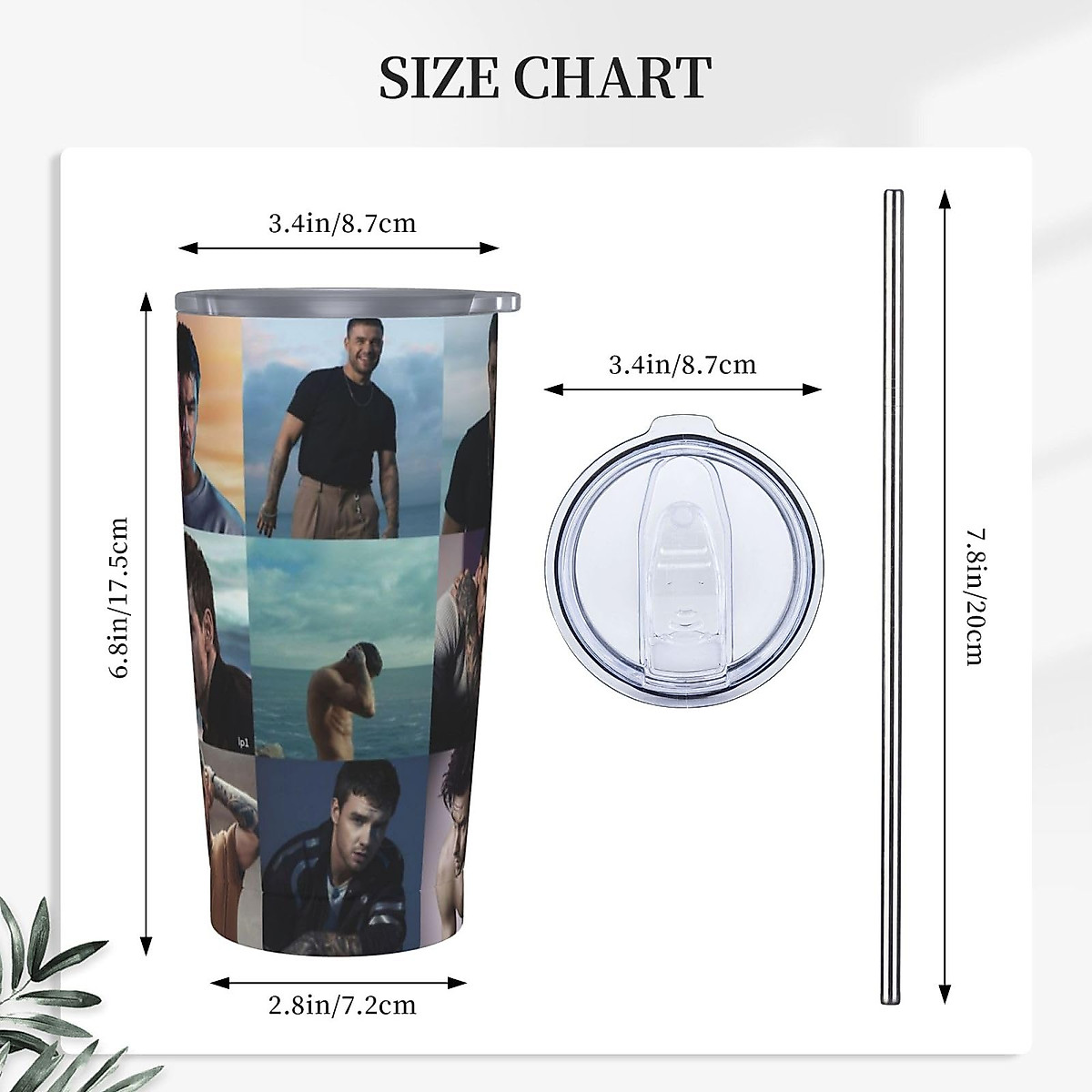 UALWORY Liam Music Payne Tumbler Cup 20oz Travel Coffee Mug with Lid and Straw Stainless Steel Insulated Mugs