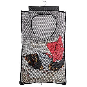 ALYER Breathable Mesh Laundry Hamper,Foldable Hanging Storage Basket,Portable Space Saving Storage Bag (Black)