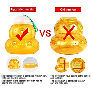 WUHOSTAM 2 Pack Yellow Plastic Wasp Trap Groud Shape for Outdoor Hanging