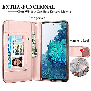 Takfox Galaxy S20 FE 5G Case, for Samsung S20 Fan Edition / S20 FE 5G Wallet Case, with Credit Card Holder Slots Folio Flip PU Leather [Kickstand] Detachable Magnetic Hard Phone Case & Strap-Marble