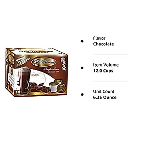 Dairy Free, Hot Chocolate Cups, Compatible with K Cup Coffee Maker, (12 cups), Caffeine Free, Vegan