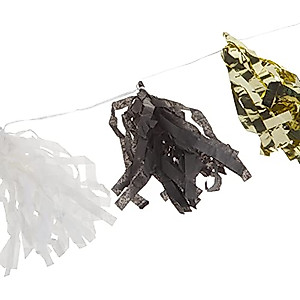 Unique Tissue Tassel Garland, 9 Ft, Gold, Black & White