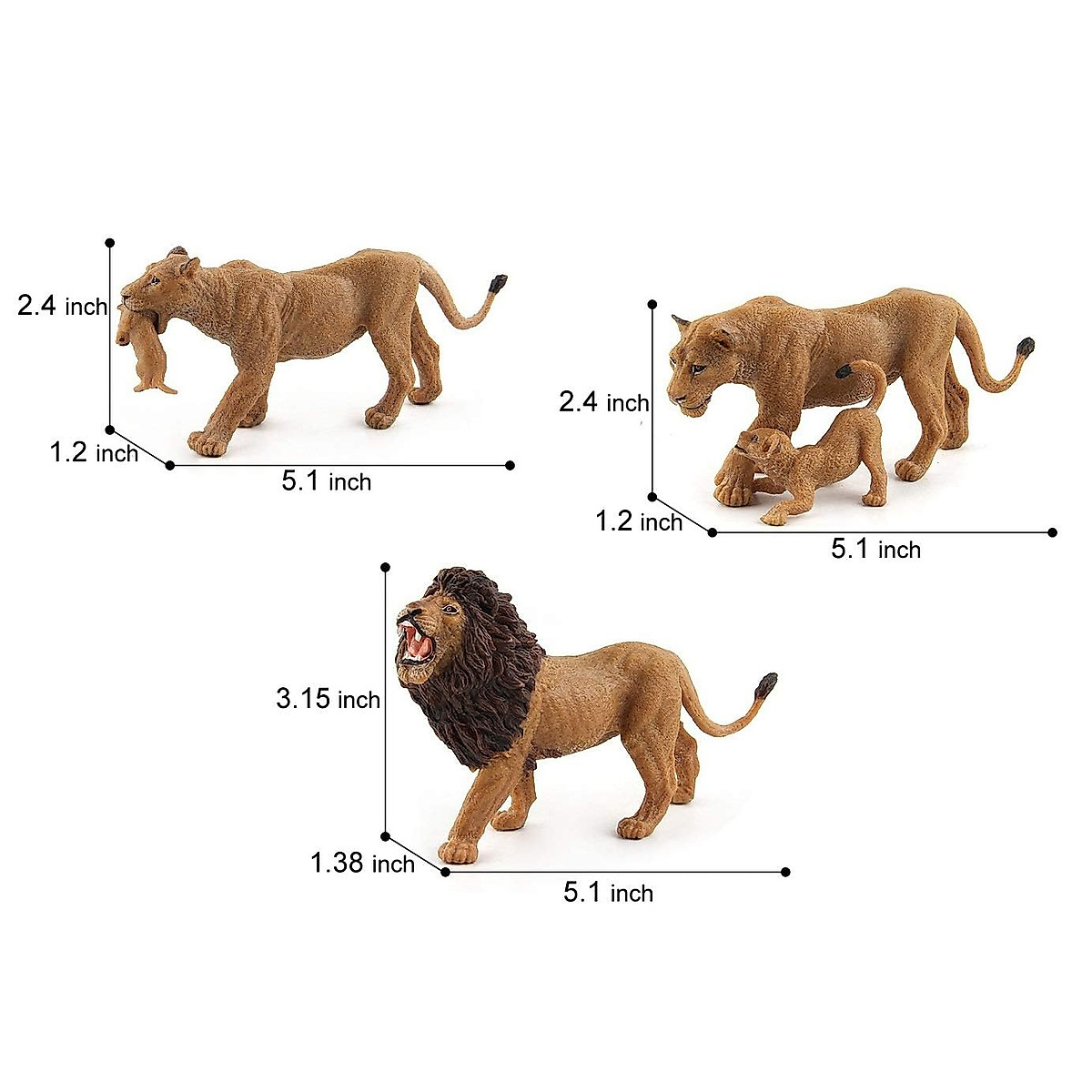 Warmtree Simulated Wild Animals Model Realistic Plastic Animal Action Figure for Collection (Lions Family)