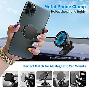 Yorsoirll Metal Phone Clamp Grip for Magnet Car Mount, [Easy Clip & Remove] Metal Phone Clip All Magnet Car Holder Cell Phone Magnetic Plate Compatible with iPhone 13 14Pro Max,Smartphones (Black)