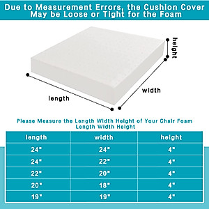 idee-home Patio Cushion Covers Replacement, Outdoor Cushion Slipcovers, Waterproof Chair Seat Cover for Sofa Couch Furniture Outside Zipper Design, 4 Set 22 Inchx20 Inch Silver Grey