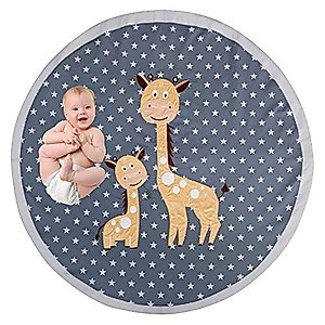 OBERLUX Baby Play Mat Memory Foam - Play Mat for Baby, Machine Washable, 49 inches-Large Non Slip Floor Mat, Playroom Decor, Baby Crawling Mat, Tummy Time Mat, Jungle Animal Safari Theme Baby Mat.