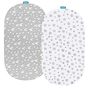Changing Pad Liner 5 Count, Waterproof Larger Changing Pad Cover 28" X 15", Cotton Terry (Solid Improved Thickness) / Bassinet Sheets, 100% Jersey Knit Cotton, Grey