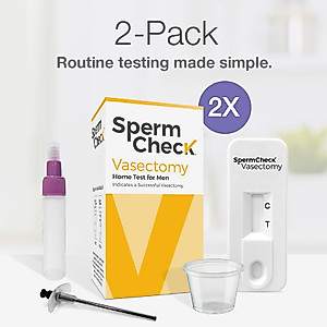 SpermCheck Vasectomy Home Test Kit - Check Sperm Count Post Vasectomy - 2 Pack - Easy to Read, Private - 98% Accuracy - FSA HSA Eligible - FDA Cleared