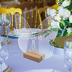 NUOBESTY Blank Table Signs 10 Sets Butterfly Table Placement Wedding Party Decorations Wedding Decorations Butterfly Table Sign Acrylic Table Sign Dining Room Table Decor Blank Flag Desk