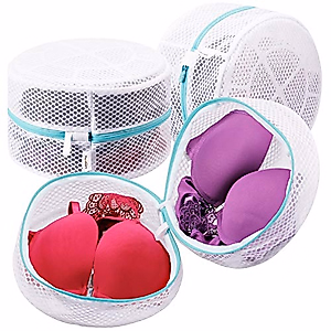 Plusmart Large Mesh Lingerie Bags for Laundry, Bra Washing Bag for Washing Machine/Washer, F to G Cup, 3 Pack White
