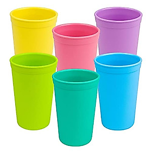 Re-Play Made in USA 9 Oz. Open Cups for Toddlers, Pack of 6 - Durable, Reusable, and Stackable Toddler Cups for Easy Storage - Dishwasher/Microwave Safe Kids Plastic Cups, 4.75" x 3.25", Sorbet
