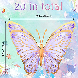 Geyee 10 Pcs Large Butterfly Centerpieces for Tables Butterfly Party Decorations 3D Paper Butterfly Table Toppers Centerpieces Wall Decor for Birthday Baby Shower Wedding Party Supplies(Purple)