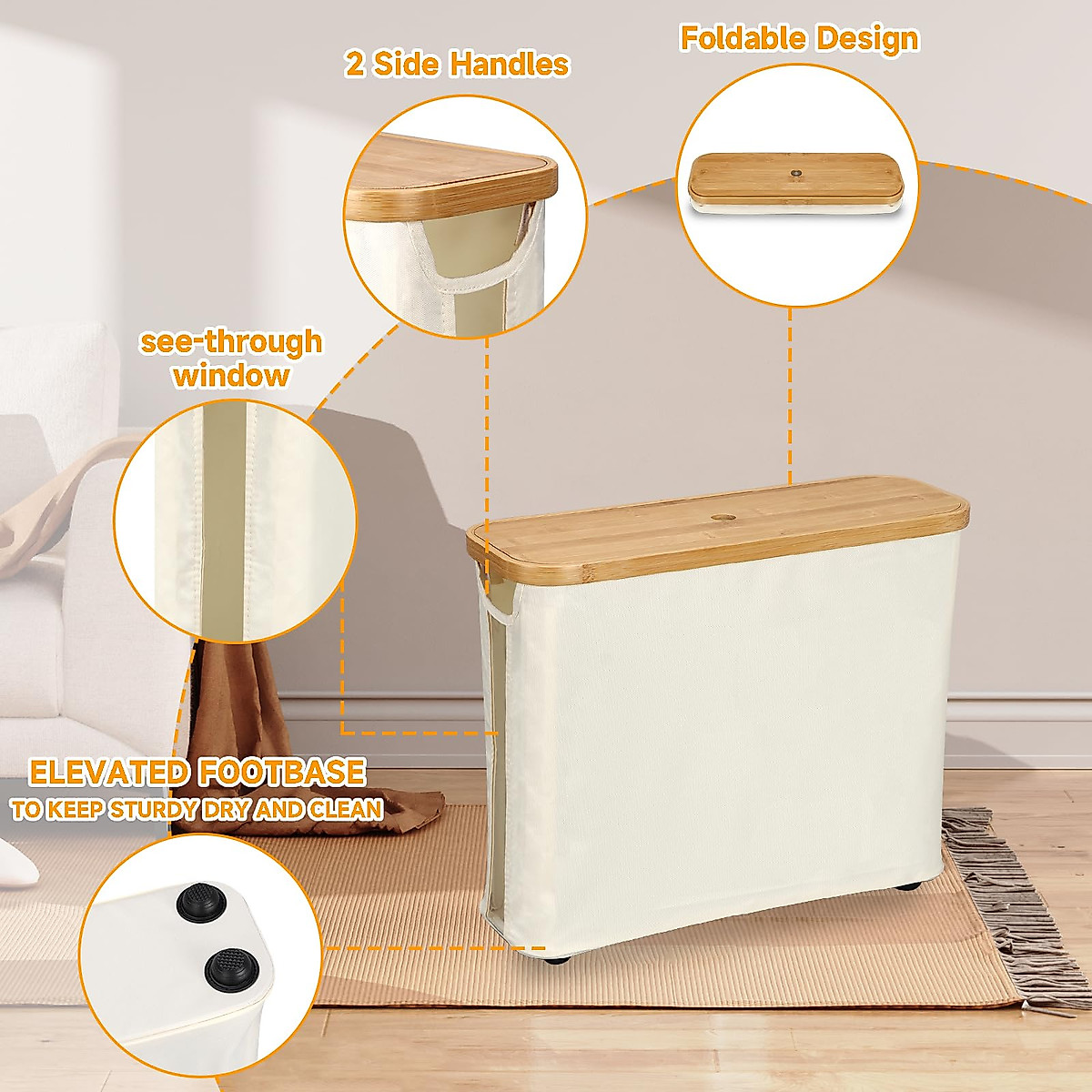 Toilet Paper Storage,Toilet Paper Basket with Bamboo Lid,Bathroom Toilet Paper Storage Organizer,Free Standing Toilet Paper Holder Up to 9 Mega Rolls,Toilet Paper Storage Box Container with Handle