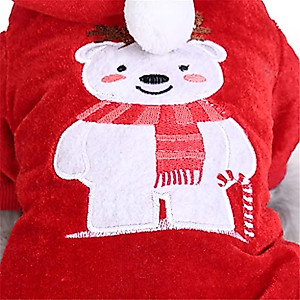 Ornaous Cute Dog Cat Christmas Hoodie, Pet Teddy Bear Cosplay Costume, Puppy Fleece Outfits Warm Clothes（XL Size）