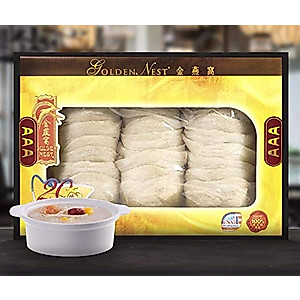 Golden Nest Premium White Bird Nest AAA, 100% Natural - Made in USA, ( 燕窩 ) - Family Size Box - 227g (8oz)