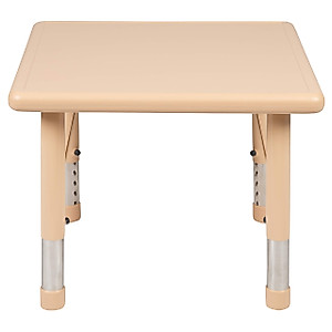 EMMA + OLIVER 24" Square Natural Plastic Height Adjustable Activity Table - School Table for 4