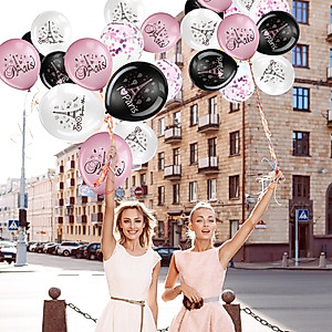 Glimin 45 Pcs Paris Balloons Paris Theme Birthday Party Decorations Day in Paris Balloons Eiffel Tower Latex Balloons for Paris Theme Valentine's Day Wedding Baby Shower Party Decorations and Supplies