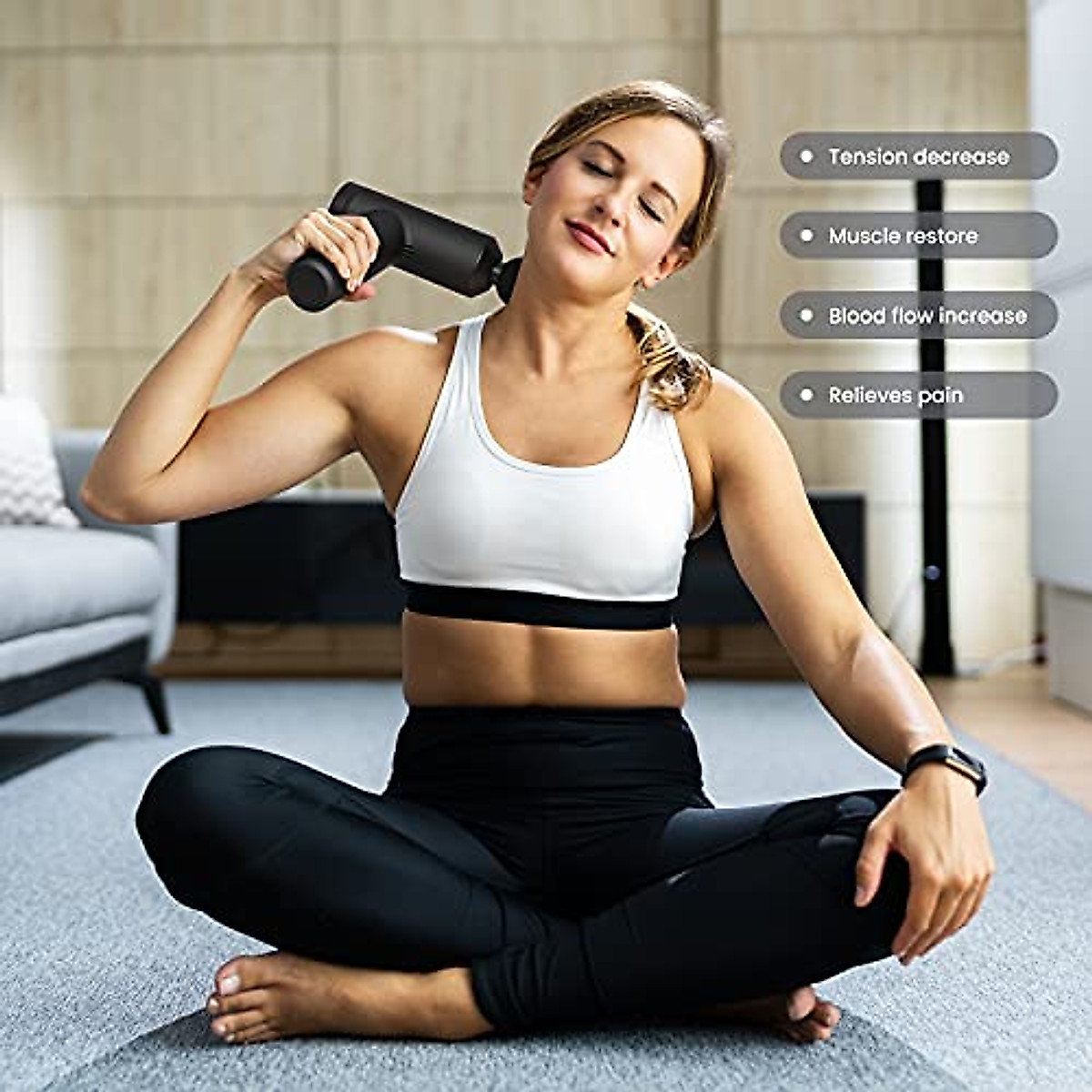 Mebak Chic Massage Gun Percussive Massager for Pain Relief, Workout Relaxation, Quiet Cordless Fascia Gun Recovery Tool Black