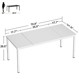 Need Large Computer Desk 70.8 x 31.5 inches Conference Table Large Office Desk Writing Table Workstation for Home Office,White 10FJGSAC3-180WW-ND