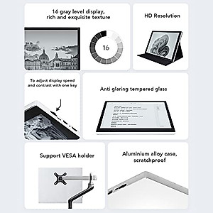 Acogedor 13.3inch E Ink Monitor, 15Hz HDMI 1600x1200p Eyes Care E Paper Display, 70mm VESA Mountable, for Windows, iOS, Linux, Android Systems