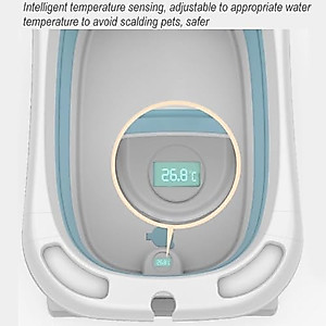 YQDDM Portable pet Bathtub, Dog Bathtub for Small and Medium Pets, Foldable pet Shower Tray with Drain Hole, Dog Bathtub with Thermometer(Pink)