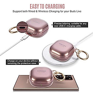 LOINFE Designed for Galaxy Buds2 Pro Galaxy Buds 2 Case Galaxy Buds Pro Case Galaxy Buds Live Case Clear Soft TPU Shockproof Case Protective Cover with Keychain - Clear Pink