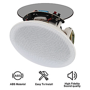 Herdio 6.5'' Bluetooth in Wall in Ceiling Speakers 600W 2-Way Flush Mount Speakers System with Wall Amplifier Receiver for Home Theater Office Bathroom(2Pairs, Paintable-Grille)