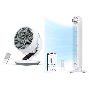 Dreo Oscillating Fan for Bedroom, 9 Inch Quiet Table Fans for Home Whole Room & Tower Fan with Remote, Smart Oscillating Quiet Fans for Bedroom