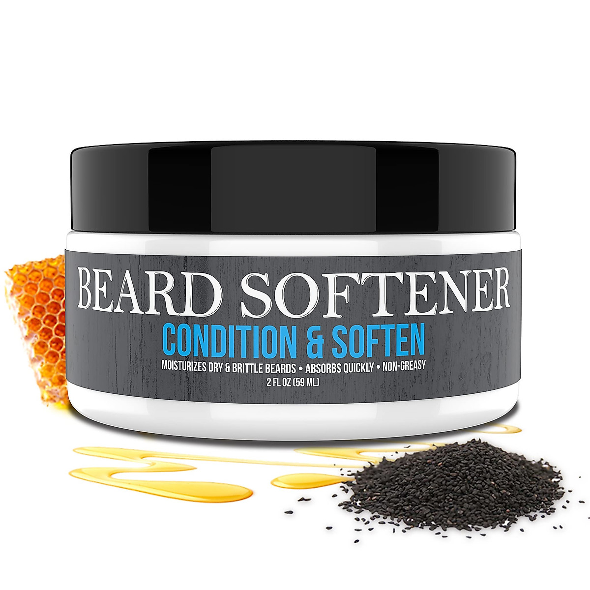 Uncle Jimmy Beard Softener, Conditioning Balm for Men | Hydrates, Smooths, Adds Shine & Tames Flyaway Hair | Made With Shea Butter, Honey 2 Fl Oz