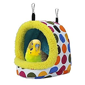 Bird Hanging Hammock Winter Warm Parrot Nest House Bed Plush Snuggle Pet Cave Hammock Toy for Conure Lovebird Budgie Parakeet Cockatiel Cage Accessory (Medium)