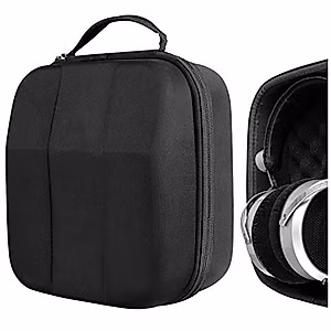 Geekria Shield Case for Large-Sized Over-Ear Headphones, Replacement Protective Hard Shell Travel Carrying Bag with Cable Storage, Compatible with Grado PS1000e, HiFiMAN HE6se (Black)