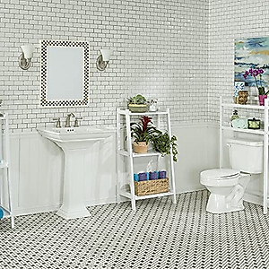 New Ridge Home Goods Solid Wood Dunnsville 2-Tier Space Saver for Extra Storage, WHITE